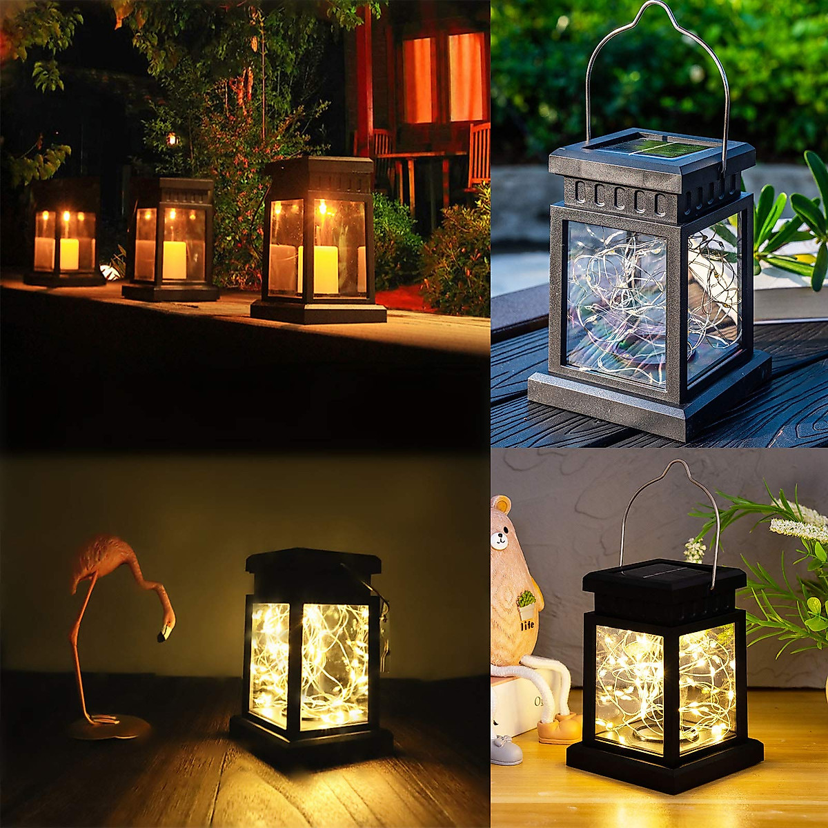 Solar Lantern Outdoor , Hanging Solar Light with 30 LED Fairy String Lights and Handle, Waterproof Decorative Landscape Lamp for Table Garden Patio Yard Walkway Party Christmas Decoration
