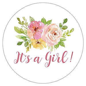 50 It's A Girl Stickers Baby Shower Favors, Baby Shower Stickers, Floral Garden Party Baby Shower Decoration, 2 Inch.