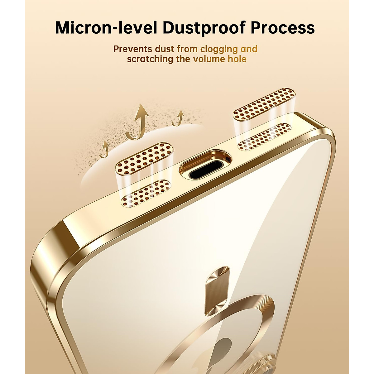 Waldeng for iPhone 13 Pro Max Case with Integrated Camera Lens Protection, [Seamless Work with Magsafe] [Metallic Glossy Soft Bumper], Diamond Clear Stylish Case for iPhone 13 Pro Max 6.7", Royal Gold