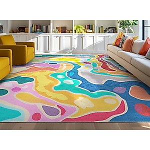 Well Woven Crayola Whimsy Waves Color Mix 8' x 10' Area Rug - Vibrant Multi Color - for Living Rooms, Dining Rooms, and Bedrooms