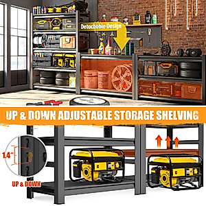 ErgoNova 78" H Garage Shelving,3500LBS Heavy Duty Garage Storage Shelves,Adjustable 5-Tier Metal Shelving Unit,for Garage Warehouse Basement Industrial Utility Racks,18" D X 47.24" W X 78" H,Black