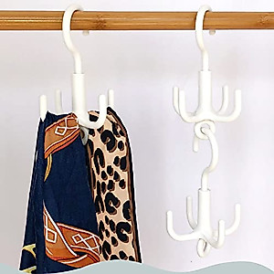 DEFUTAY Belt Hanger Scarf Tie Rack Holder Hook, 2 PCS Hangers for Closet,360 Degree Rotating Closet Clothes Hangers with 4 Claws for Hanging, Scarf,Hats, Towels,Bags, Shoes,Ties