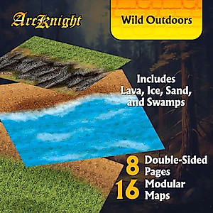 Arcknight The Wild Outdoors Roleplaying Battlemaps; 16 Modular RPG Maps in 8 Double-Sided Pages, 1" Square Grid, Modular & Versatile Design for Tabletop Gaming - for Dungeons & Dragons, Pathfinder