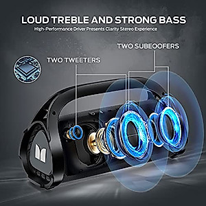 Monster Adventurer Max Bluetooth Speaker, IPX7 Waterproof Outdoor Bluetooth Speakers with Double Subwoofer, 100W Stereo Sound and Rich Bass, Wireless Bluetooth Speakers for Home, Party, Beach