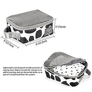 Baby Diaper Caddy Bag - 5pcs Set Diaper Stroller Bag Organizing Pouches Baby Basket Diaper Storage Caddy With Insulation bag (Black&White)