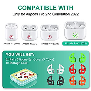 [5 Pairs] Silicone Ear Hooks for AirPods Pro 2, Ear Hook Anti Slip AirPods Pro 2 Accessories Compatible with AirPods Pro 2nd Generation (2022) - NOT Fit in Case