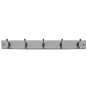 Home Basics Durable 5-Double-Hooks Wall Mounted Hanging Rack (White) | Place in Entry Way | Hanging in a Garage | Store Essentials Before You Leave The House