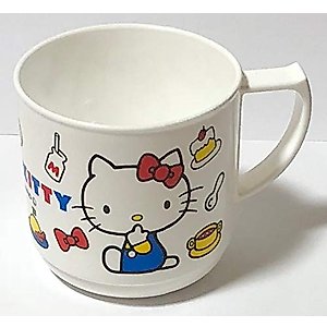 Sanrio Hello Kitty Hand Cups Polypropylene 7.2 × 7 × 9.8 cm 240ml Dinnerware Drinkware Saucers Kitchen (Blue)