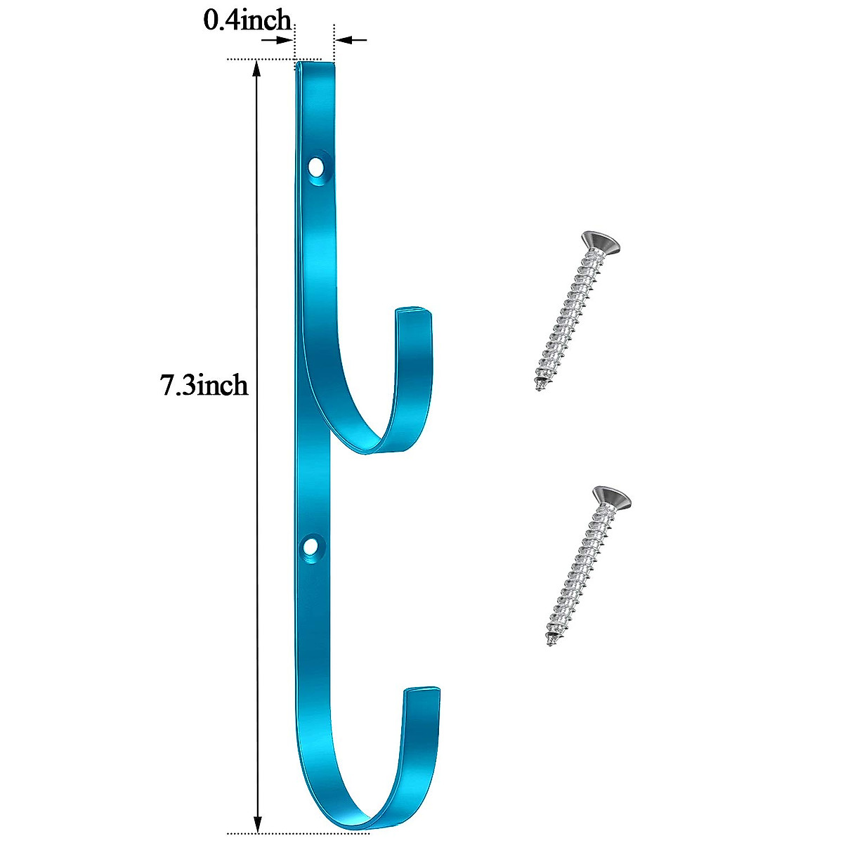 6 Pieces Pool Pole Hook Hanger Swimming Metal Brackets Pool Hook with 12 Pieces Screws for Telescopic Poles, Skimmers, Leaf Rakes, Net, Brush, Vacuum Hose, Garden and Pool Accessories (Blue)