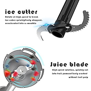 Immersion Hand Blender, Aifeel 5-in-1 Stick Blenderice blade,with Ice Crusher 500ml Food Grinder/Chopper, 600ml Container,Milk Frother,Egg Whisk,Puree Infant Food, Smoothies, Sauces and Soups(red)