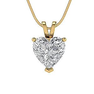Clara Pucci 2 ct Brilliant Heart Cut Solitaire Clear Simulated Diamond 14k Yellow Gold Pendant with 16" Chain