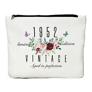 JIUWEIHU 70th Birthday Gifts for Women, 70th Birthday Decorations Present, 70 Year Old Birthday Gift Ideas for Sisters, Friend, Coworker, Grandma, Mom, Boss 1954 Limited Edition Makeup Bag