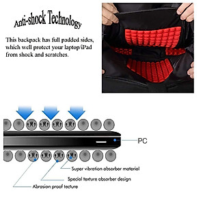 Ronyes Backpack for Laptops Up To 18.4 Inch Hiking Backpack Water Resistant Travel Computer Backpack Shockproof Laptop Backpack with USB Charging Port and Waterproof Rain Cover (Black)