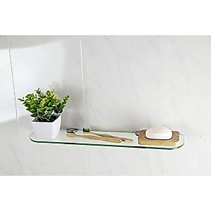 BSM Marketing Glass Shelf with Curved Corners 3 Sizes 300mm 400mm 500mm and 3 Colours Clear White Black Bathroom Kitchen Bedroom (500mm x 100mm, Clear)