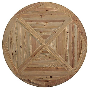 Modway Column 59" Rustic Farmhouse Pine Wood Round Kitchen and Dining Room Table, Brown