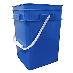 House Naturals 4 Gallon Square Plastic Bucket, Food Grade BPA Free containers, Made in USA, (Pack of 2)