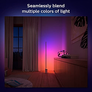 Philips Hue Gradient Signe Floor Lamp, Compatible with Alexa, Apple HomeKit and Google Assistant, White & Gradient Ambiance Lightstrip (2m/6ft Base Kit with Plug), Flowing Multicolor Effect