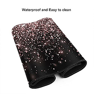 Rose Gold Glitter Black Gaming Mouse Pad Large XL Long Extended Pads Big Mousepad Keyboard Mouse Mat Desk Pad Home Office Decor Accessories for Computer Pc Laptop