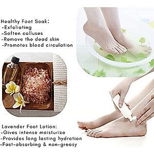 Pink Himalayan Bath Salt Gift Set - Body Foot Spa Kit with Rose Essential Oil & Moisturize Foot Lotion, Revitalize and Soothe Skin, Foot Care Spa Gift Foot Soak for Women Relaxing Christmas Gifts