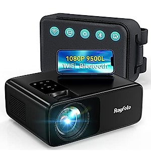 WiFi Bluetooth Projector, Rayfoto 9500L HD Native 1080P Projector, 4K Support Outdoor Movie Projector, Home Projector Compatible with TV Stick, PC, DVD, Laptop / Extra Bag Included, RD-881
