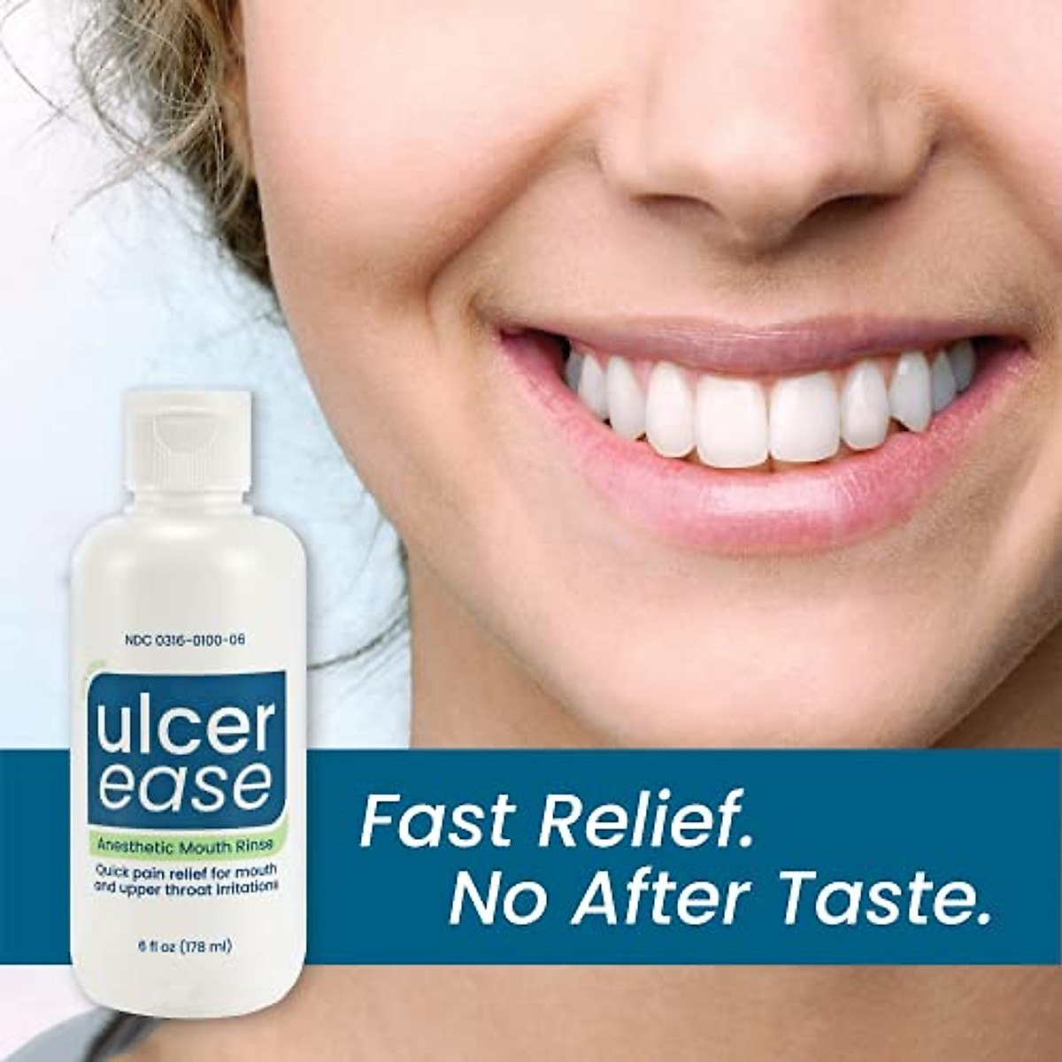 UlcerEase Anesthetic Mouth Rinse, Bottle, Updated Packaging, 6 Fl Oz