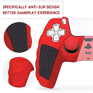 SIKEMAY Anti-Slip PS5 Controller Skin, Soft Thicken Non-Slip Studded Silicone Gel Grip Protective Cover Case for Playstation 5 Dualsense Controller Grip, 2 Pack with 8 x Thumb Grip Caps