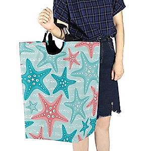 senya Nautical Ocean Starfish Large Storage Basket Collapsible Organizer Bin Laundry Hamper for Nursery Clothes Toys