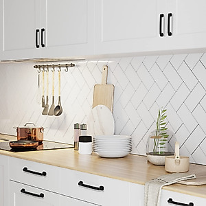 Estmoon 10 Pack Cabinet Handles Black, 5 Inch(128mm) Hole Centers Solid Cabinet Pulls Matte Black Unique Arch Drawer Pulls Cabinet Hardware, Kitchen Cabinet Handles for Cabinets Drawers Cupboards