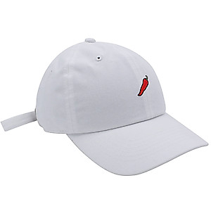 JPAK Chilli Pepper Baseball Cap Embroidered Cotton Dad Hat - Spicy White
