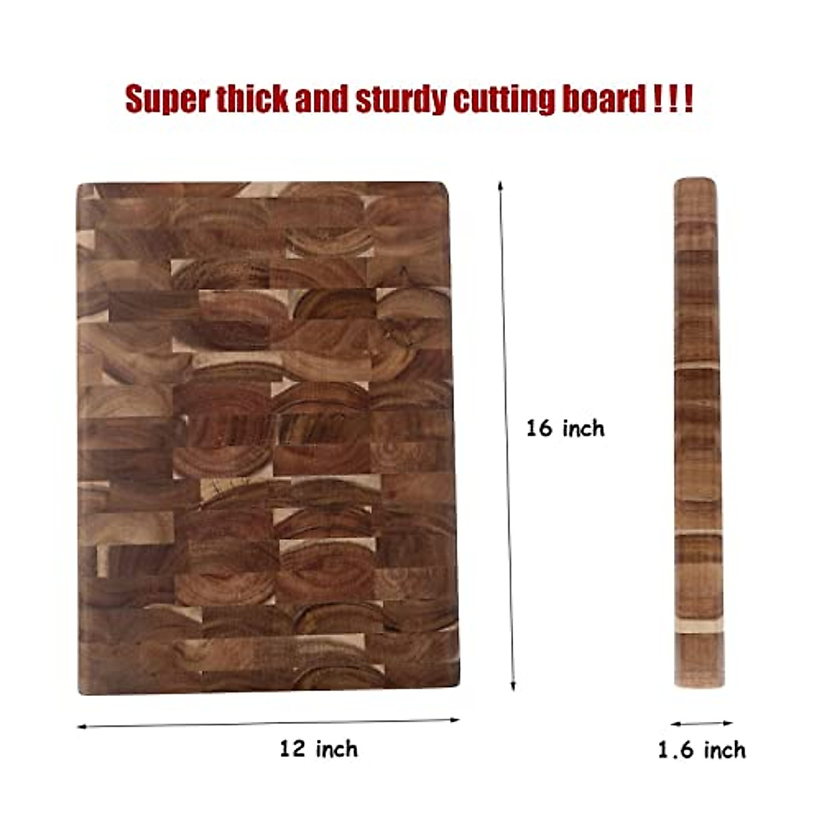 Kitory Heavy Duty Cutting Boards - Large Size Acacia Wood Board Corrosion Resistance High Toughness - Ultra Thick Kitchen Cutting Board - Ideal for Chopping Bones, Cutting Meat, Vegetables, Fruits