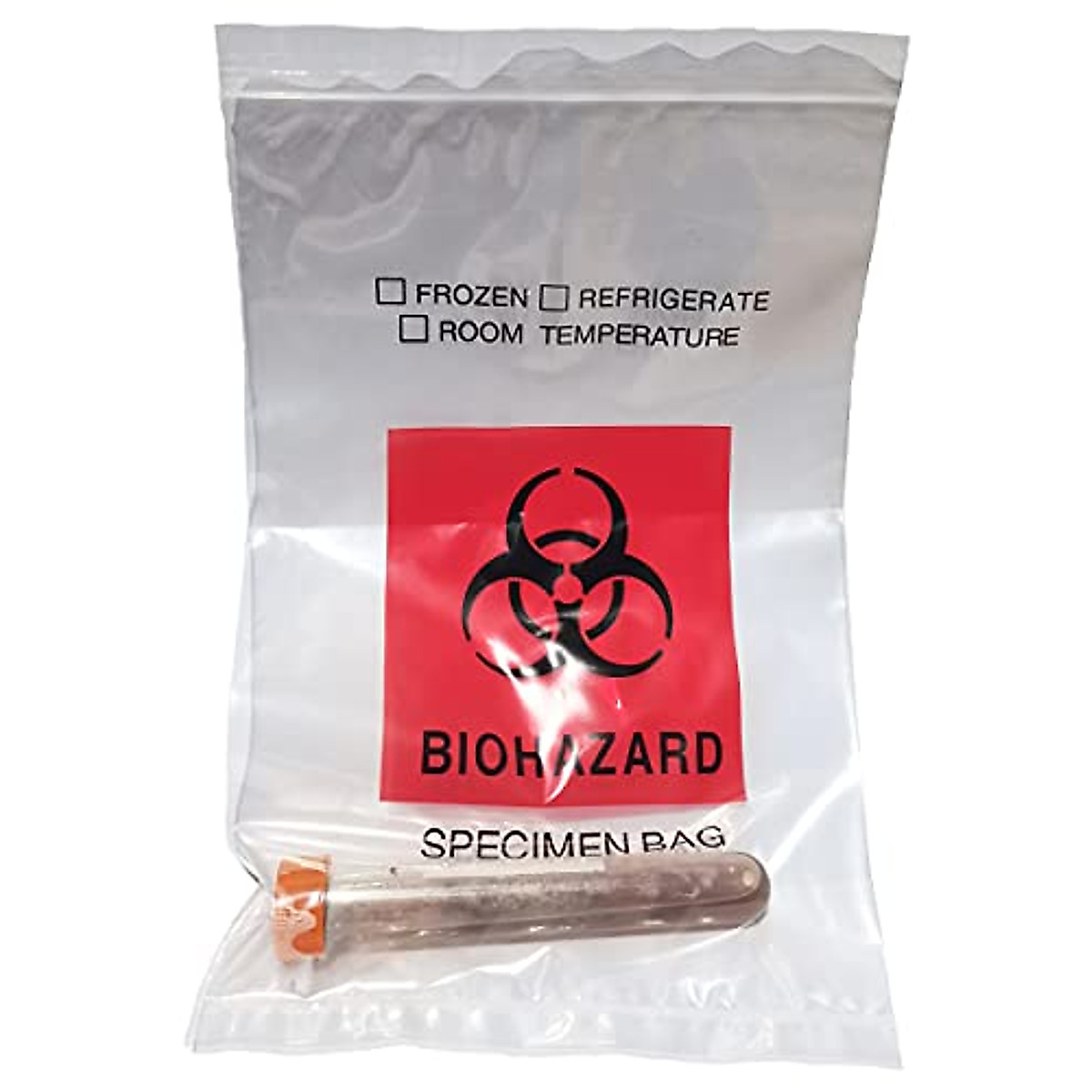 Daarcin Biohazard Specimen Bags,100pcs 6x9in/15x25cm with Biohazard Red Logo Printing, Ziplock Top Sample Bags with Outside Pocket Paperwork Pouch