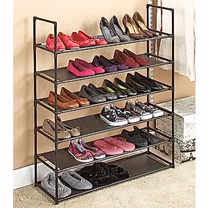 Affordable, Stackable 6-tier Storage Shoe Rack Holds up to 24 Shoes, Made From Metal and Plastic - 34"w X 11"d X 41"h