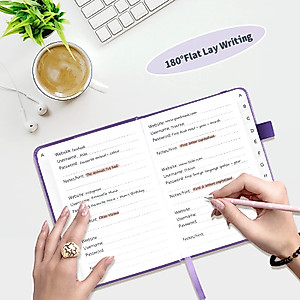 Password Book with Alphabetical Tabs, Hardcover Password Keeper, Password Notebook Organizer for Computer and Internet Address Website Login, Gifts for Home and Office, 4.4''x 5.8''- Purple