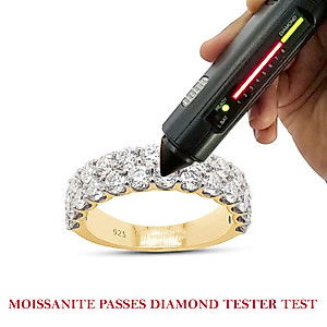 SAVEARTH DIAMONDS 2 Carat (Cttw) Round Cut Lab Created Moissanite Diamond Double Row Anniversary Wedding Band Ring In 14k Yellow Gold Over Sterling Silver (VVS1 Clarity, 2 Cttw) Size-5.5