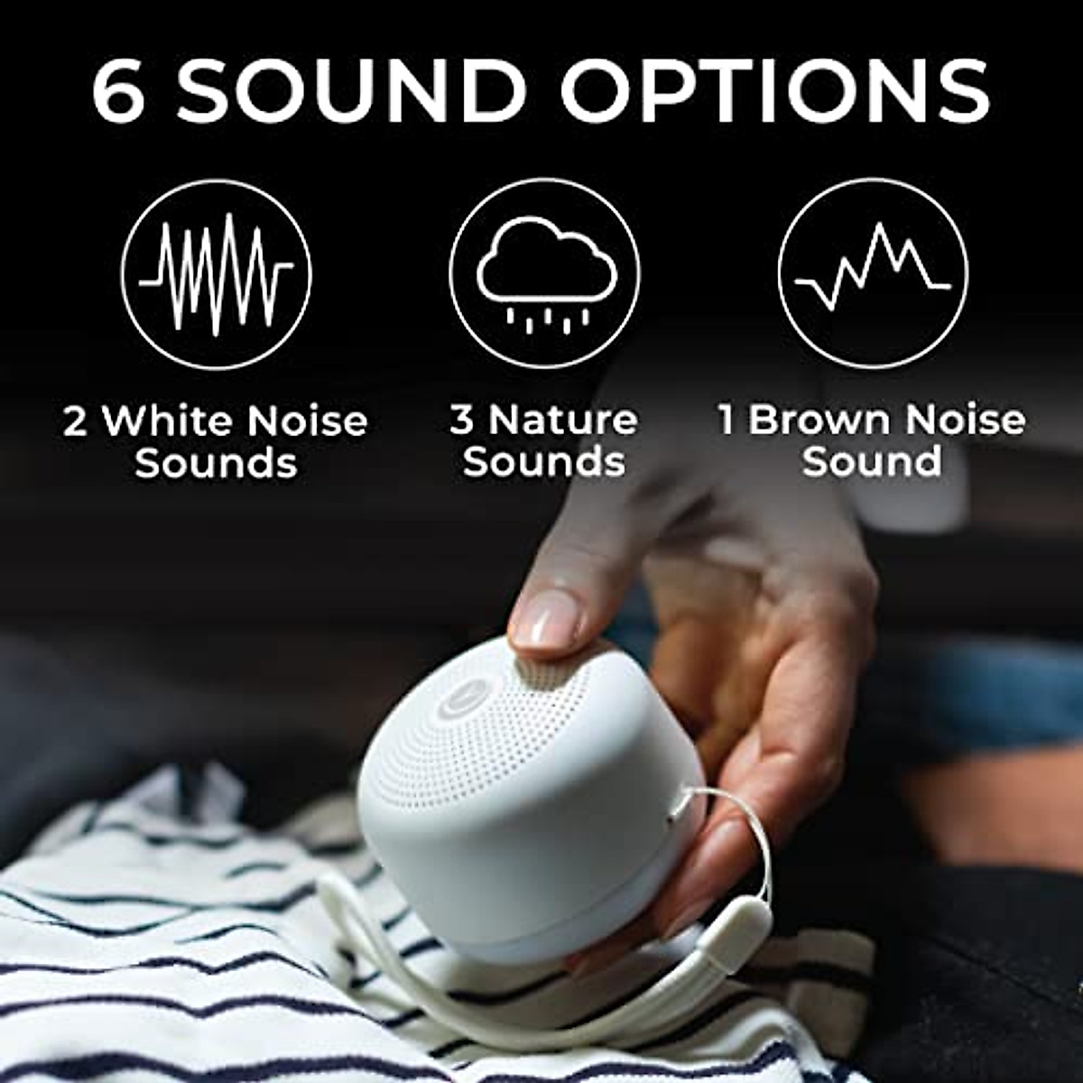 Yogasleep Travel Mini Portable White Noise Machine, 6 Soothing Sounds, Dimmable Night Light, Compact Size for Travel & Diaper Bag, Sleep Aid for Adults & Baby, USB Rechargeable, Lanyard for Hanging