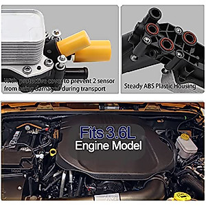 B.ZSSY Oil Filter Housing Adapter Engine Oil Cooler Assembly for 2014-2017 Jeep Wrangler Grand Cherokee Dodge Charger Journey Challenger Ram Chrysler 200 300 3.6L V6 for 68105583AF 68105583AE