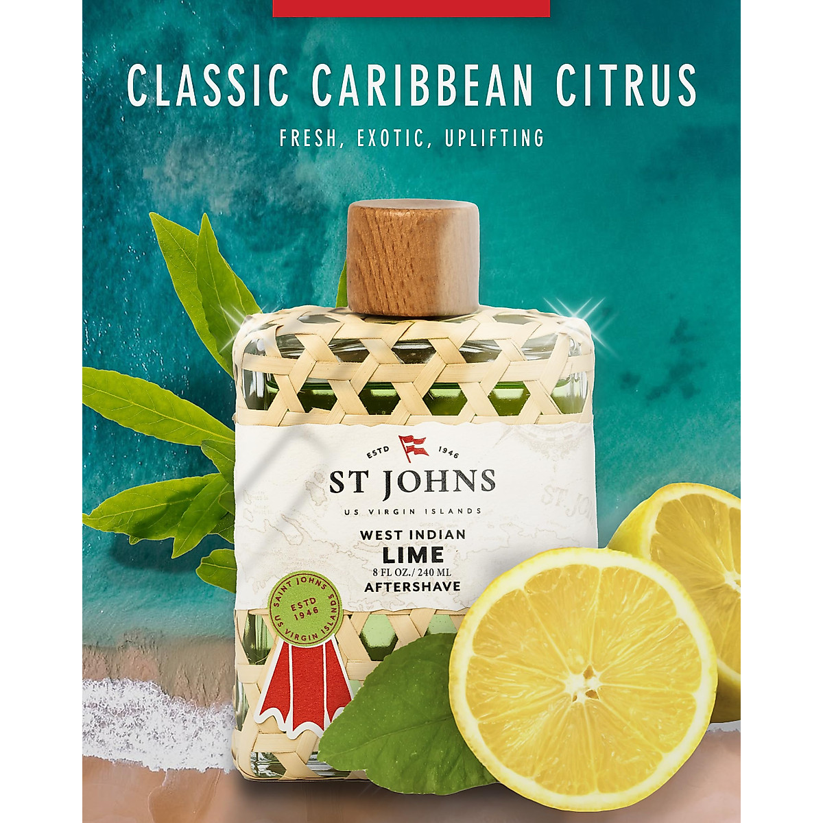 St Johns West Indian Lime Aftershave Lotion 8 Oz Splash. Fresh Lime Scent for Men. Cool and Refreshing Aftershave Lotion. One of our Best Aftershaves for 70 years.