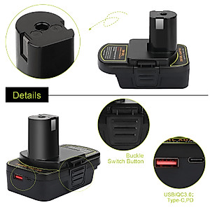 TENMOER DM18RL Battery Adapter for Dewalt to Ryobi Battery,for Dewalt 20V & Milwaukee M18 Battery Convert to Ryobi 18V P108 ABP1801 Battery