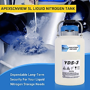 3L Liquid Nitrogen Tank, Semen Tank, Aluminum Alloy Cryogenic Container Liquid Nitrogen (LN2) Dewar, Tank Dewar with 6 Canisters & Carry Bag (3L)