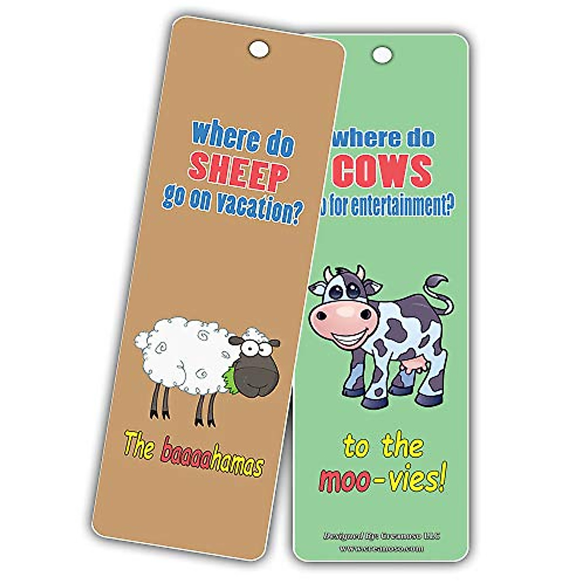 Kids Bookmarks Set (12 Pack)- Animal Silly Jokes Series 2 - Funny Hilarious Lion Sheep Laugh and Learn - Excellent Party Favors Teacher Classroom Reading Rewards and Incentive Gifts for Young Readers