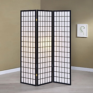 Carrie 3-Panel Folding Screen, Black and White