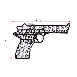 Alilang Adjustable Clear Crystal Colored Rhinestones Cutout Gun Pistol Ring (Silver)