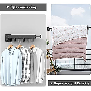 WSIGHT Wall Mounted Drying Rack Laundry Clothes Hanging Rack Collapsible Retractable for Laundry Room Organization, Balcony, Wardrobe, Bathroom (3 Poles)