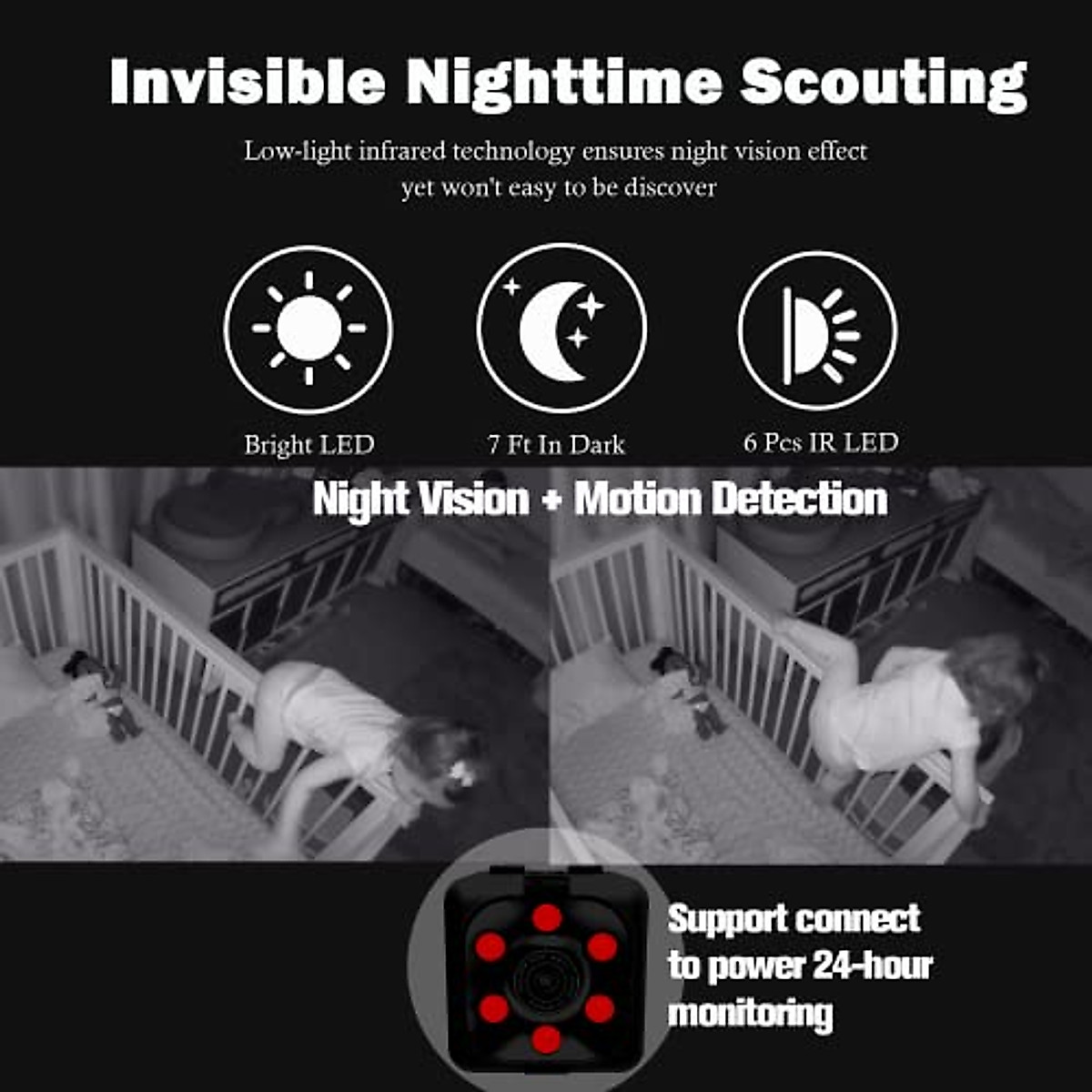 Hidden Spy Camera Mini Wireless Small 1080P Security Camera Camaras Espias Ocultas Motion Activated Detection Night Vision Small Indoor Outdoor Nanny Cam for Cars Home Apartment Gift Exclude SD Card