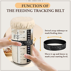 Sourdough Starter Jar, 2pcs Sourdough Starter Kit with Date Marked Feeding Band, Thermometer, Cloth Cover & Metal Lid, Reusable Sourdough Bread Baking Supplies, Home Baking Supplies