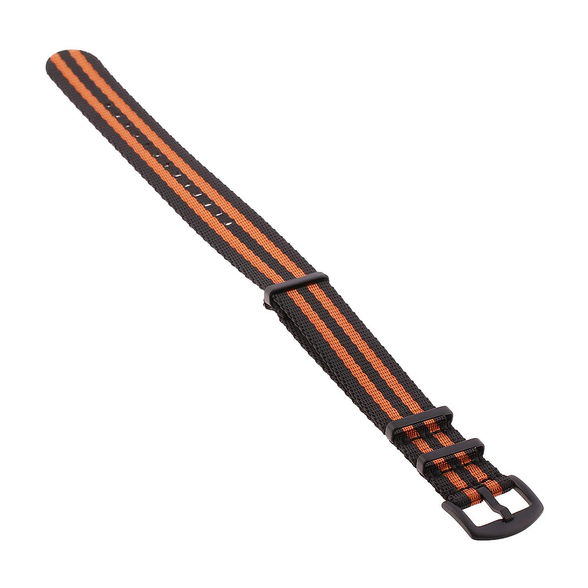 StrapsCo Premium Nylon Seat Belt Wrap Around Watch Band Strap - Black & Orange (Black Buckle) - 20mm