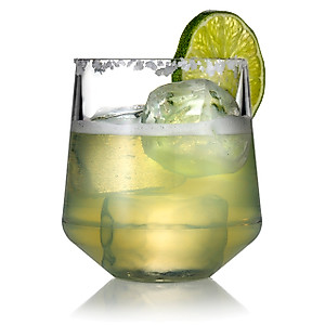 DRINIQUE Unbreakable Stemless Wine Glasses (Set of 4) 12oz Tritan Plastic Stemless Glassware for Indoor or Outdoor Use - Clear