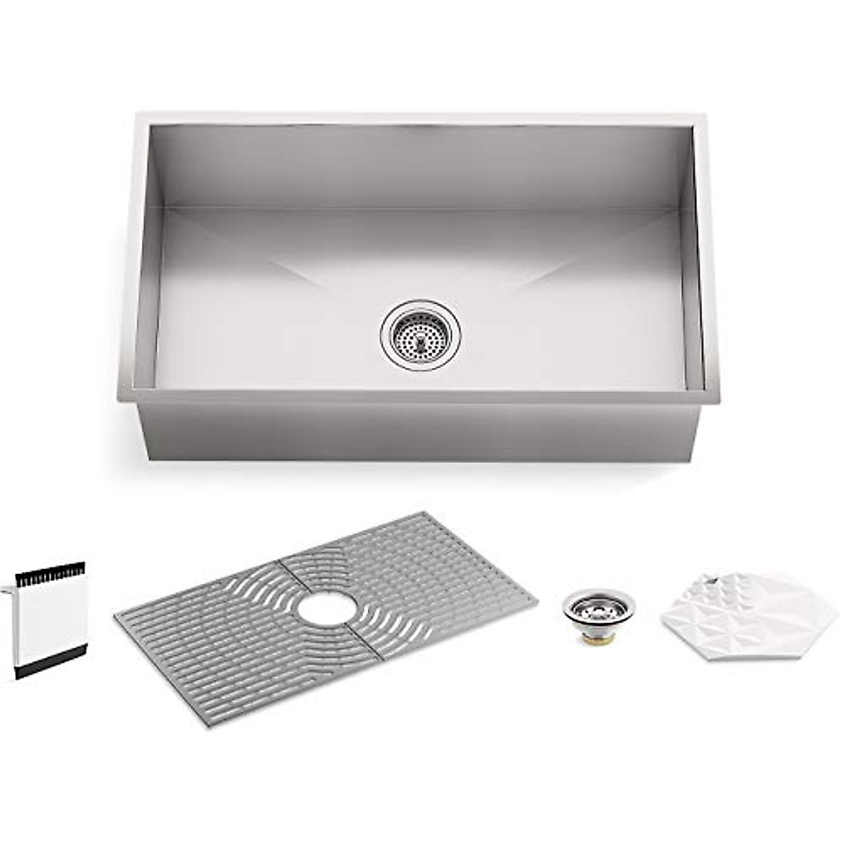 Kohler K-20022-PC-NA Sterling Ludington 32" Under Mount Single Bowl Kitchen Sink with Accessories, 32 inch, Stainless Steel