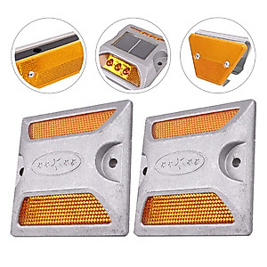 iplusmile Road Reflectors Driveway Marker, Reflective Driveway Marker Reflective Road Pavement Marker Asphalt Stud Markers for Bumps Sidewalks Pedestrian Crossings, 2pcs