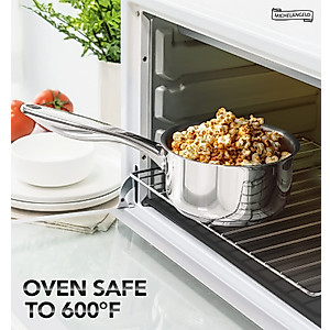 MICHELANGELO Stainless Steel Saucepan Set with Lids 1QT & 2QT & 3QT, Stainless Steel Sauce Pot Set 6pcs, Induction Saucepans, Nonstick Sauce Pan Set, Dishwasher Safe